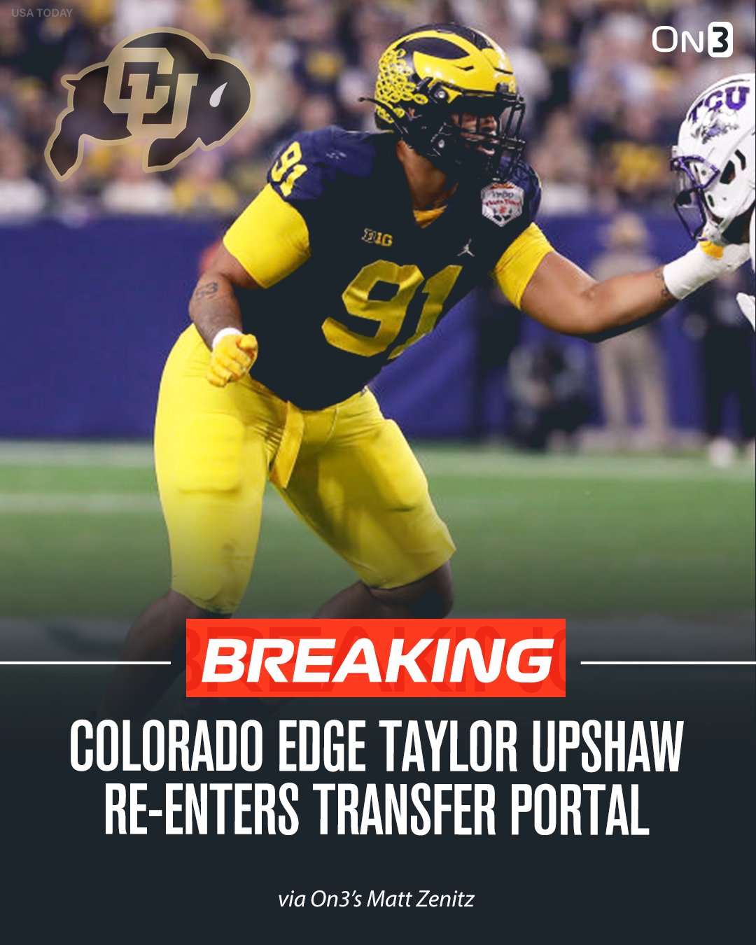 On3 on Twitter: "Colorado EDGE Taylor Upshaw has re-entered the NCAA Transfer Portal, per ...