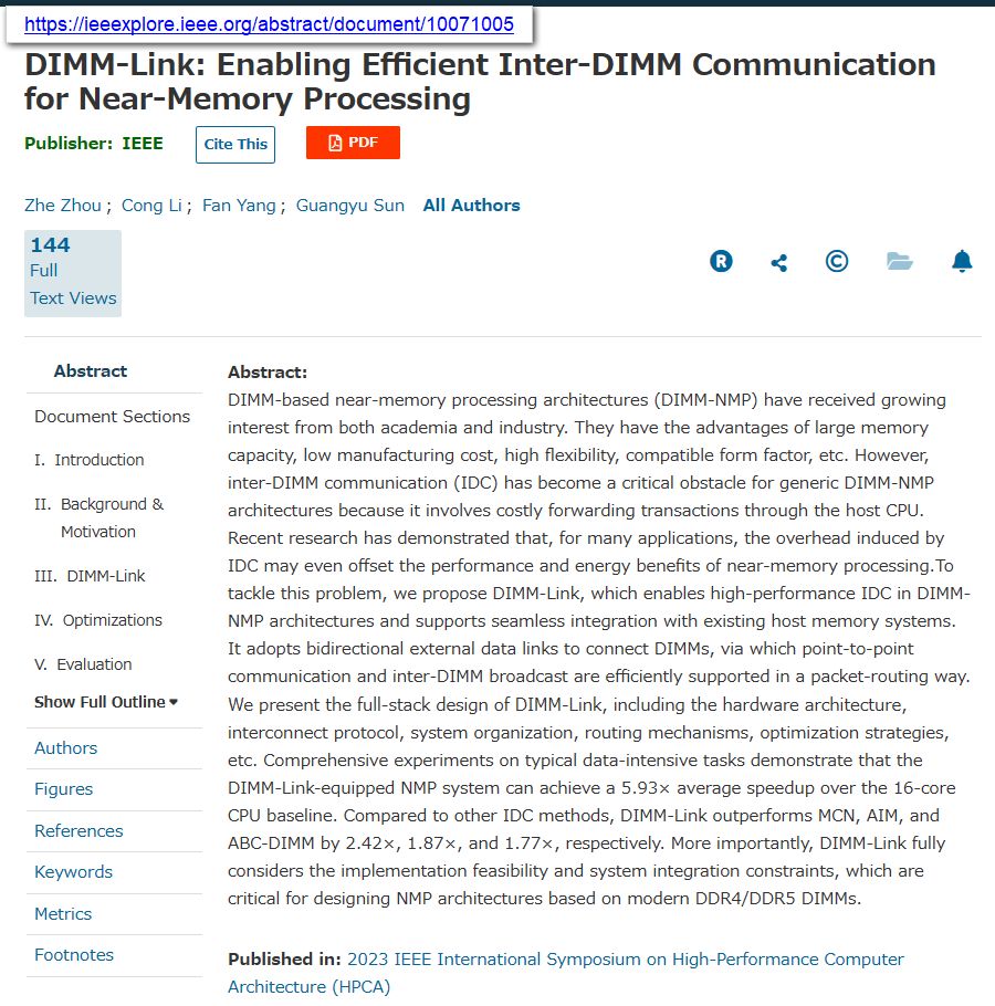 OGAWA, Tadashi on Twitter: "=> "DIMM-Link: Enabling Efficient Inter-DIMM Communication for Near ...