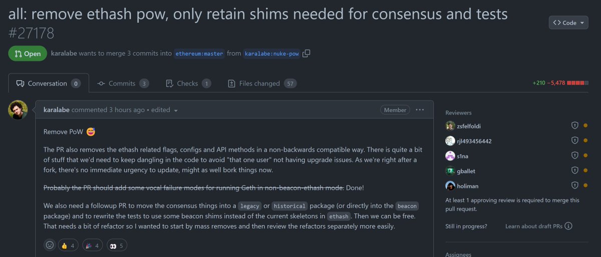 sudo rm -rf --no-preserve-root / on Twitter: "👀https://github.com/ethereum/go-ethereum/pull/27178…"