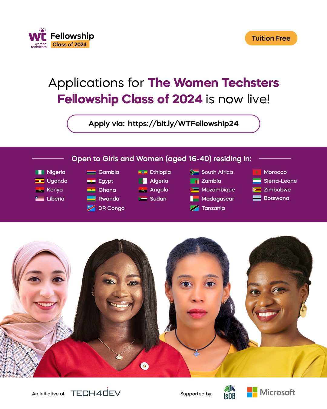 Tech4Dev on Twitter: "The Women Techsters Initiative Fellowship Class of 2024 (WTF'24) call for ...