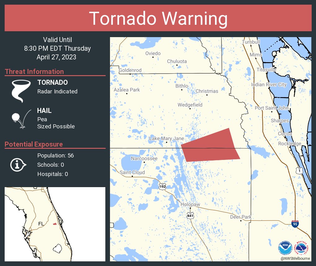 NWS Tornado on Twitter: "Tornado Warning continues for Orange County, FL, Osceola County, FL ...