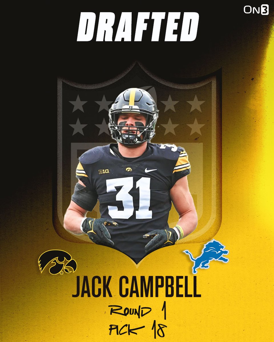 Taylor Gray on Twitter: "RT @On3sports: The Detriot Lions select Iowa LB Jack Campbell with the ...