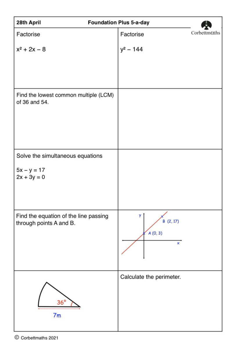 Corbettmaths on Twitter: "Studying for Foundation GCSE Maths? Try today's Foundation or the ...