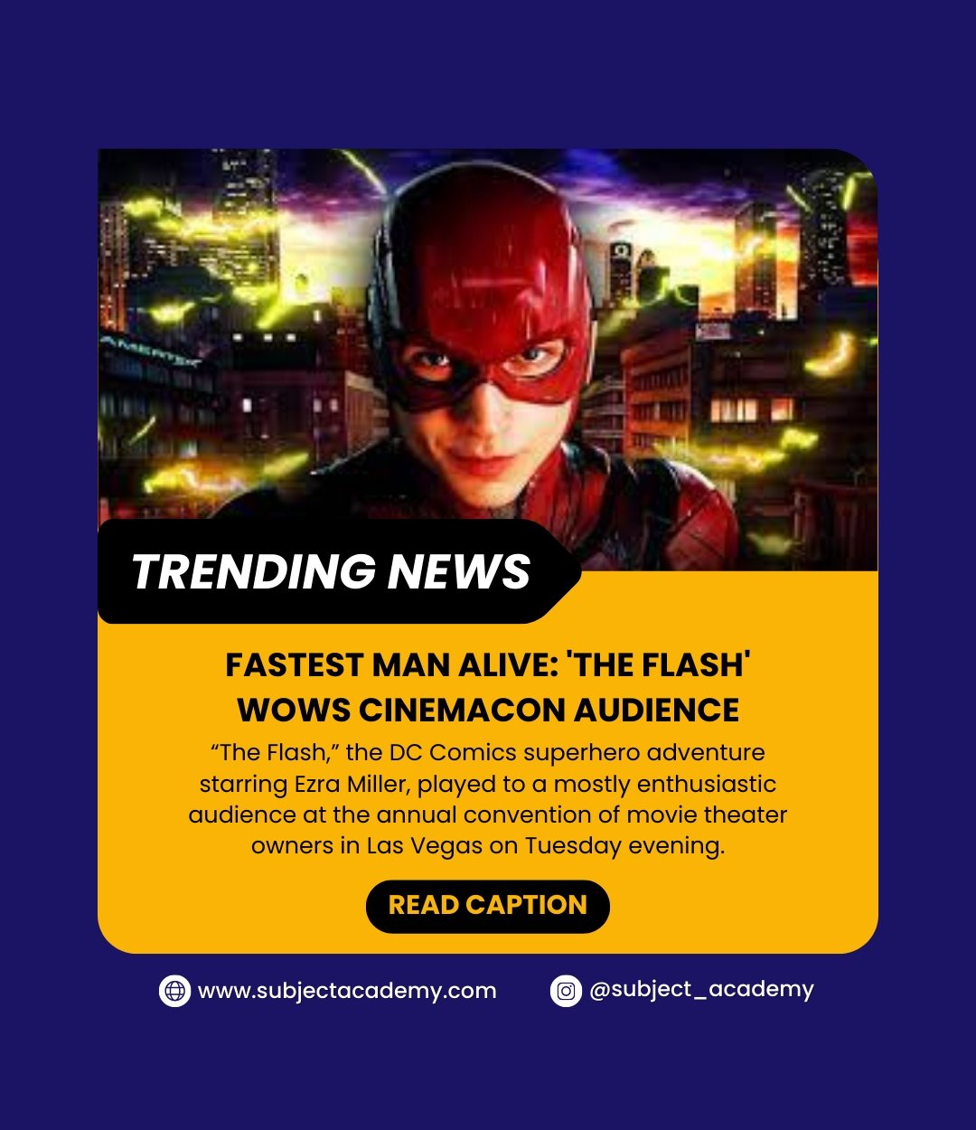 Subject Academy on Twitter: "The Scarlet Speedster has crashed CinemaCon. “The Flash,” the DC ...