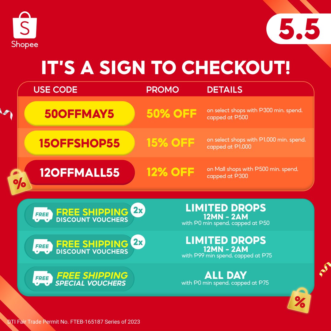Shopee Philippines on Twitter: "#5ignsNaShopee55Na kung may nag-share nitong voucher codes sa ...