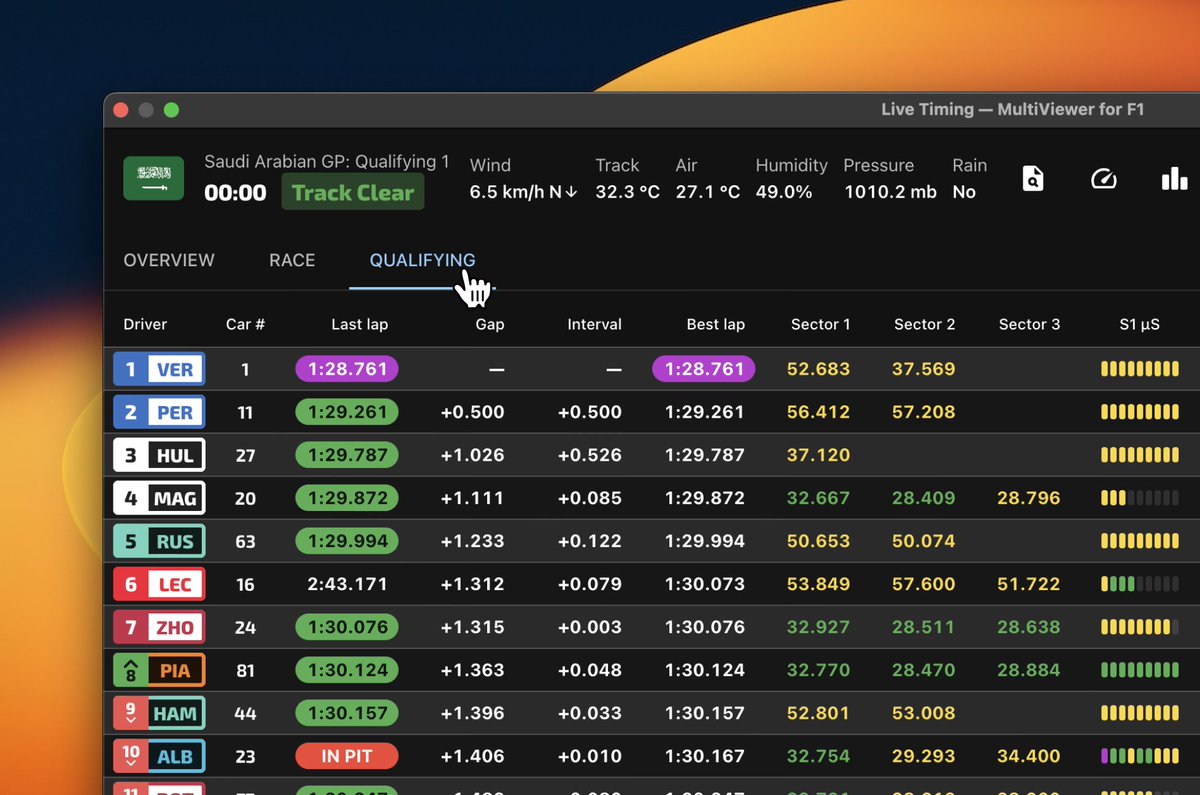 MultiViewer for F1 on Twitter: "And when you're on the live timing page, you can use the tabs to ...