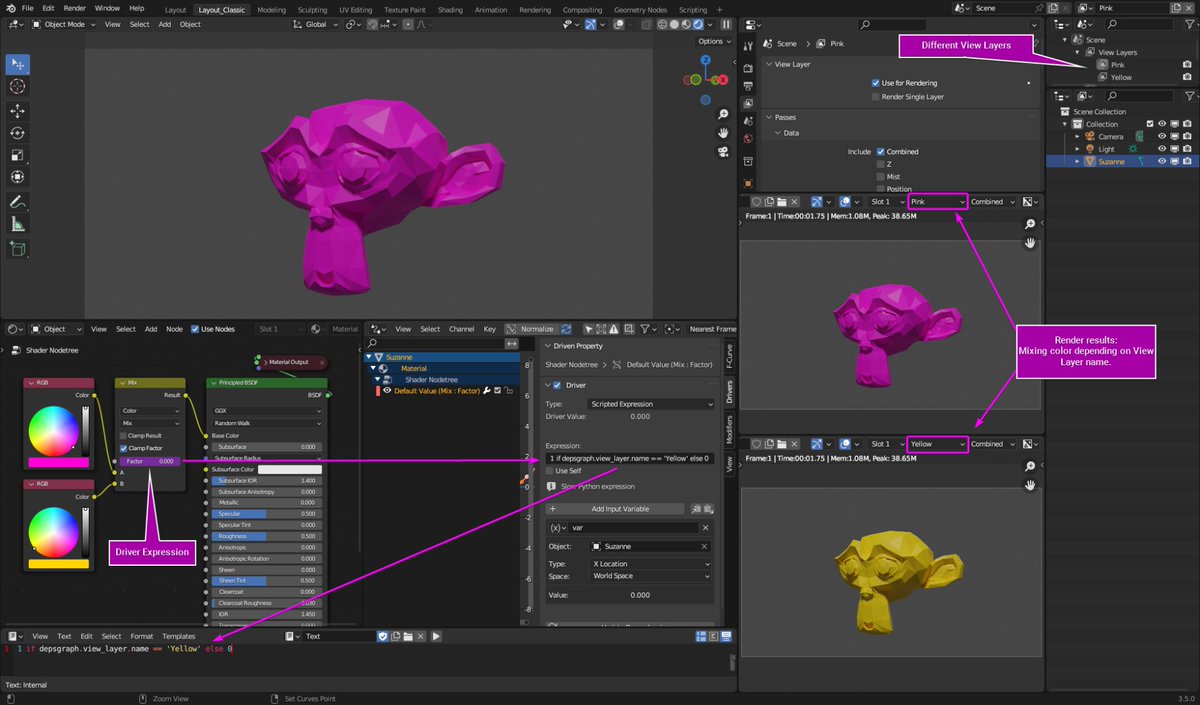 Christoph Werner🔶 on Twitter: "#Blender hint: Control values based on View Layer names by using ...