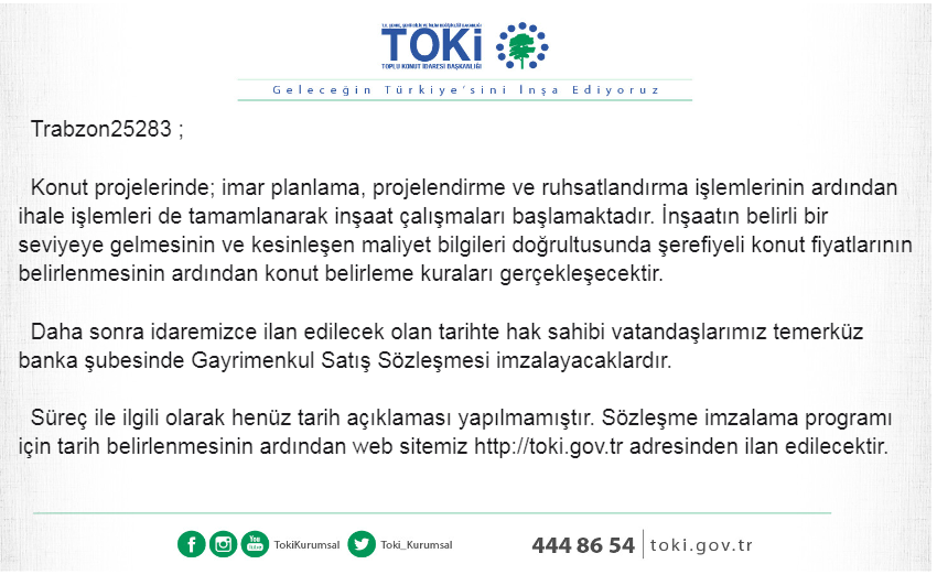 TOKİ on Twitter: "@Trabzon25283 Merhaba, Konu ile ilgili durumu aşağıda bilginize sunarız. https ...