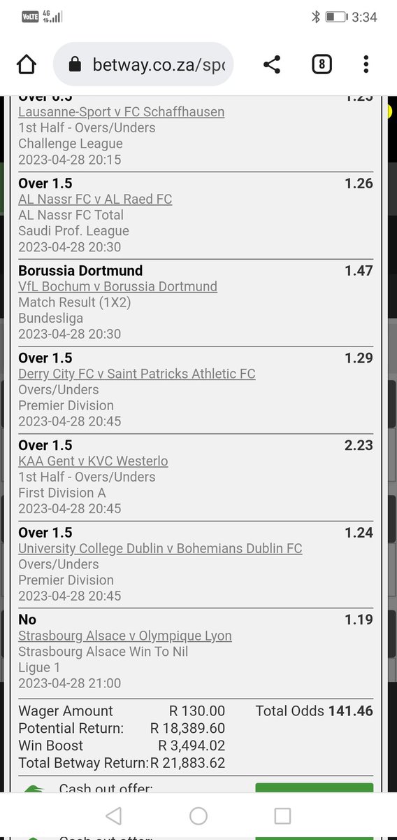 Moha Duceysane on Twitter: "I just placed a bet with Betway. Tap here to copy my bet or search ...