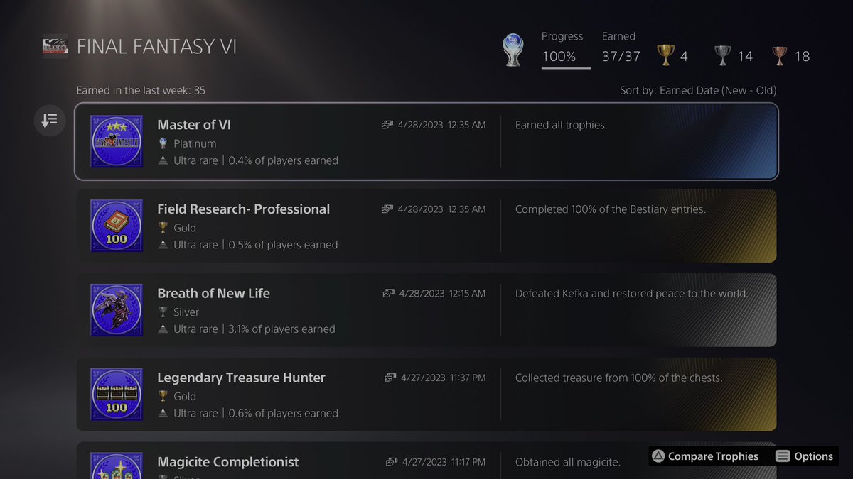 DreamcastGuy on Twitter: "Got the Final Fantasy 6 Pixel Remaster platinum. Truly one of the best ...