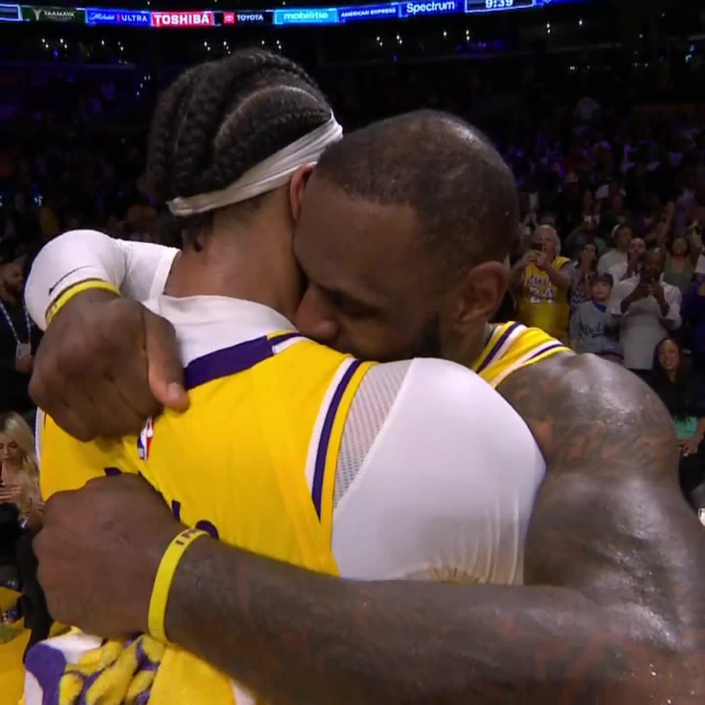 NBA on ESPN on Twitter: "Bron and AD embrace 💜💛 https://t.co/6S01hA30io" / Twitter