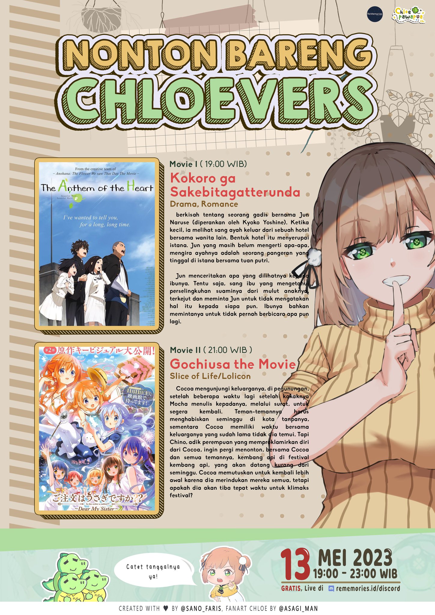 Re:Memories Community on Twitter: "Halo teman2, Malam minggu ini Chloevers akan mengadakan nobar ...