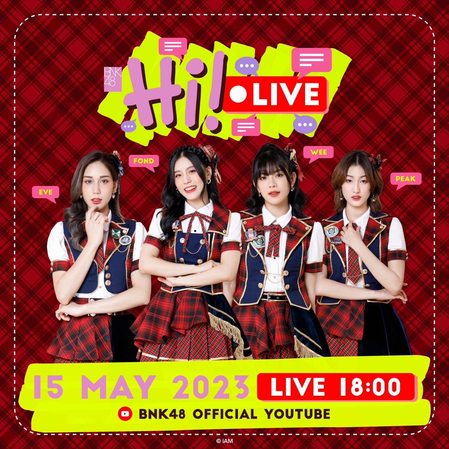 BNK48 on Twitter: "[ 🔴 #BNK48HiLIVE 👋🏻💬 ] ไปเที่ยวกรุงเทพกันเถอะ ! 🚗🏠🏙️ 15 พฤษภาคม 2023 เวลา 18: ...