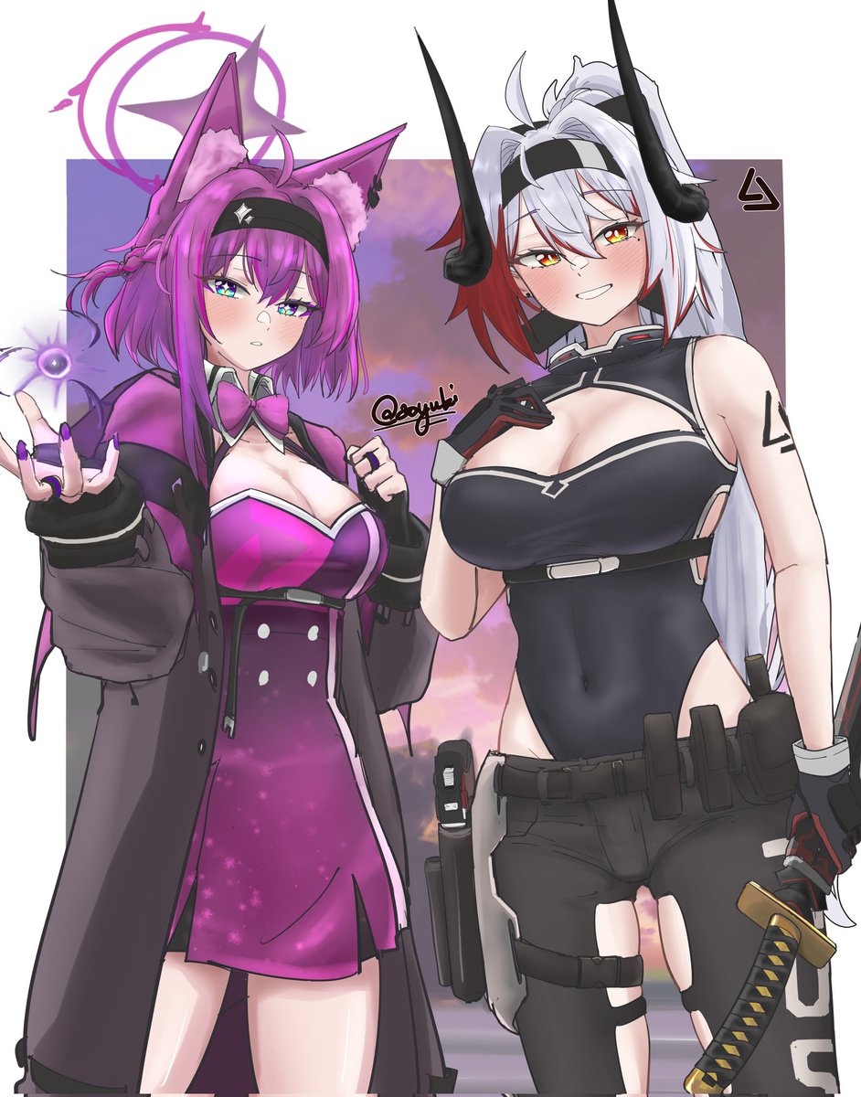 aoyuki (comms open) on Twitter: "bday art collab with @rinny_rin2 #oc"