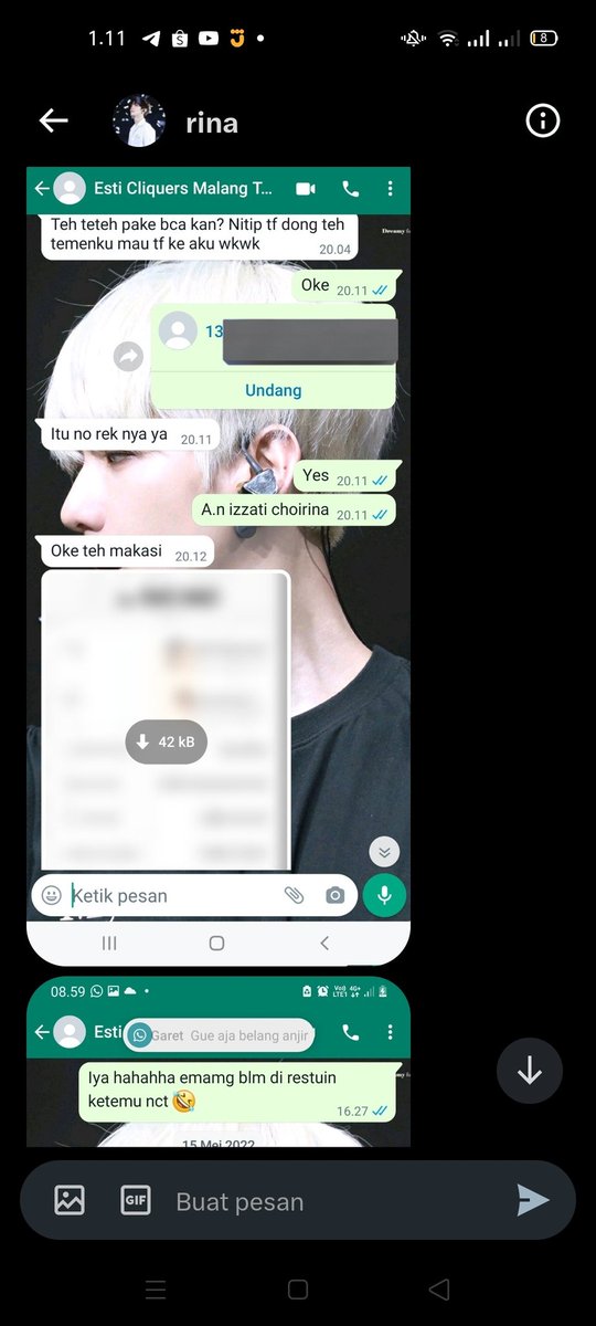 Fil on Twitter: "Ku minta kak Rina cek chat 12 mei 2022 waktu aku tf DP ke dia. Dari ss kak Rina ...