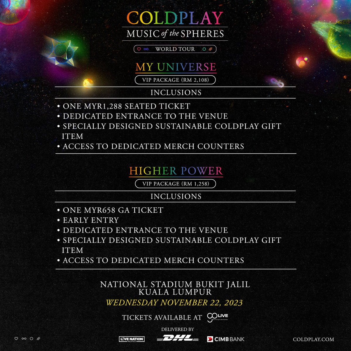 Coldplay Malaysia on Twitter: "VIP PACKAGE, please read up carefully guys"