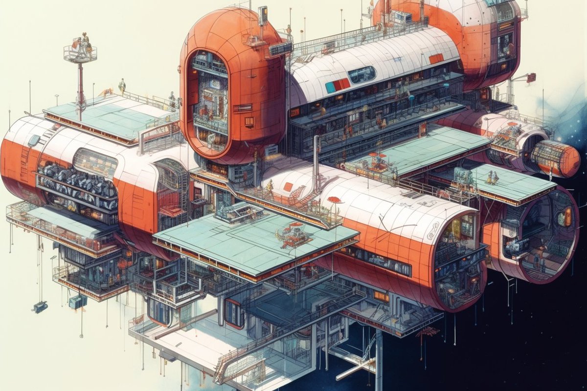 D the Designer on Twitter: "Used an init and modified prompt a little. Modular space stations ...