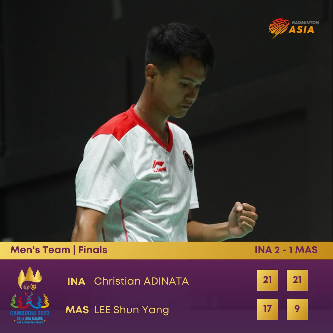 Badminton Asia on Twitter: "SEA Games 2023 Score Update Finals: Men’s Team (Indonesia 2 - 1 ...
