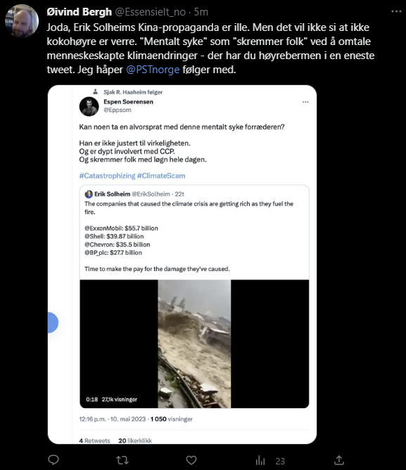 Libs of Norway on Twitter: ""ja, altså, det er fælt at Erik Solheim driver positiv propaganda ...