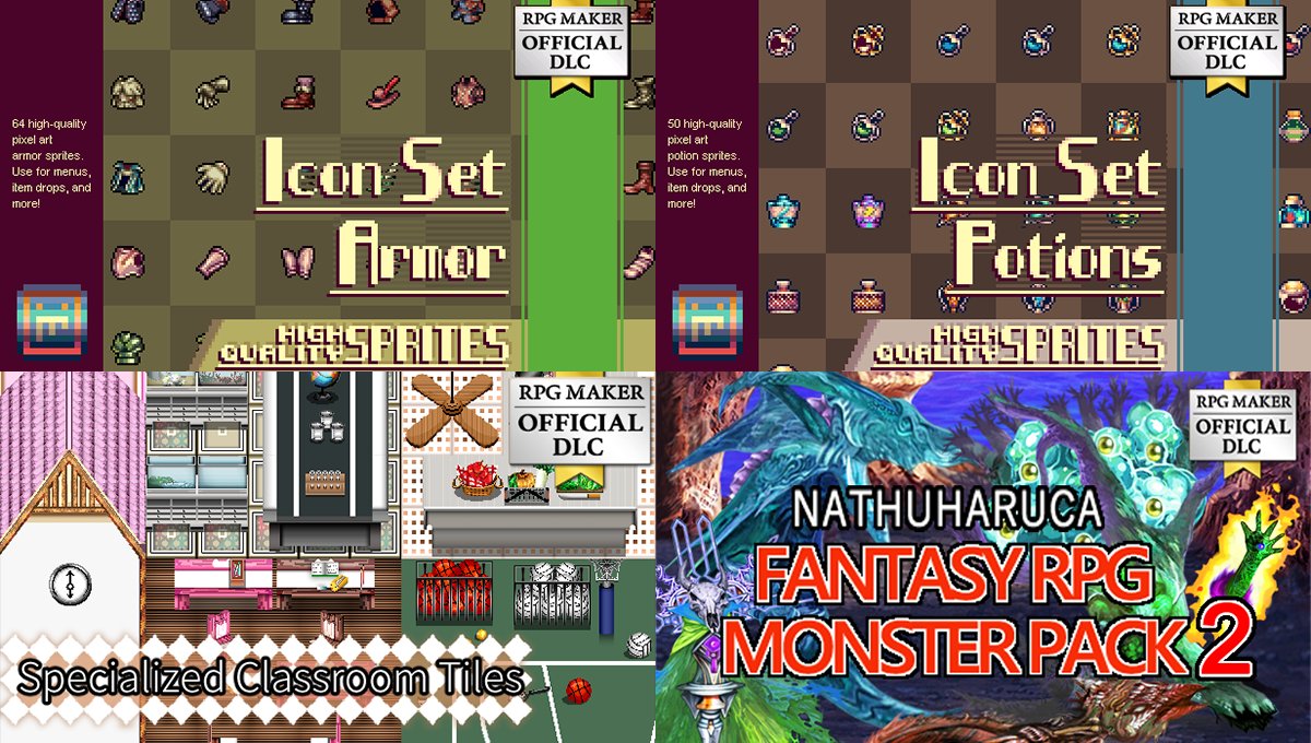 RPGMakerWeb on Twitter: "2 New Icon Sets, School tiles, and a new set of monster battlers out ...