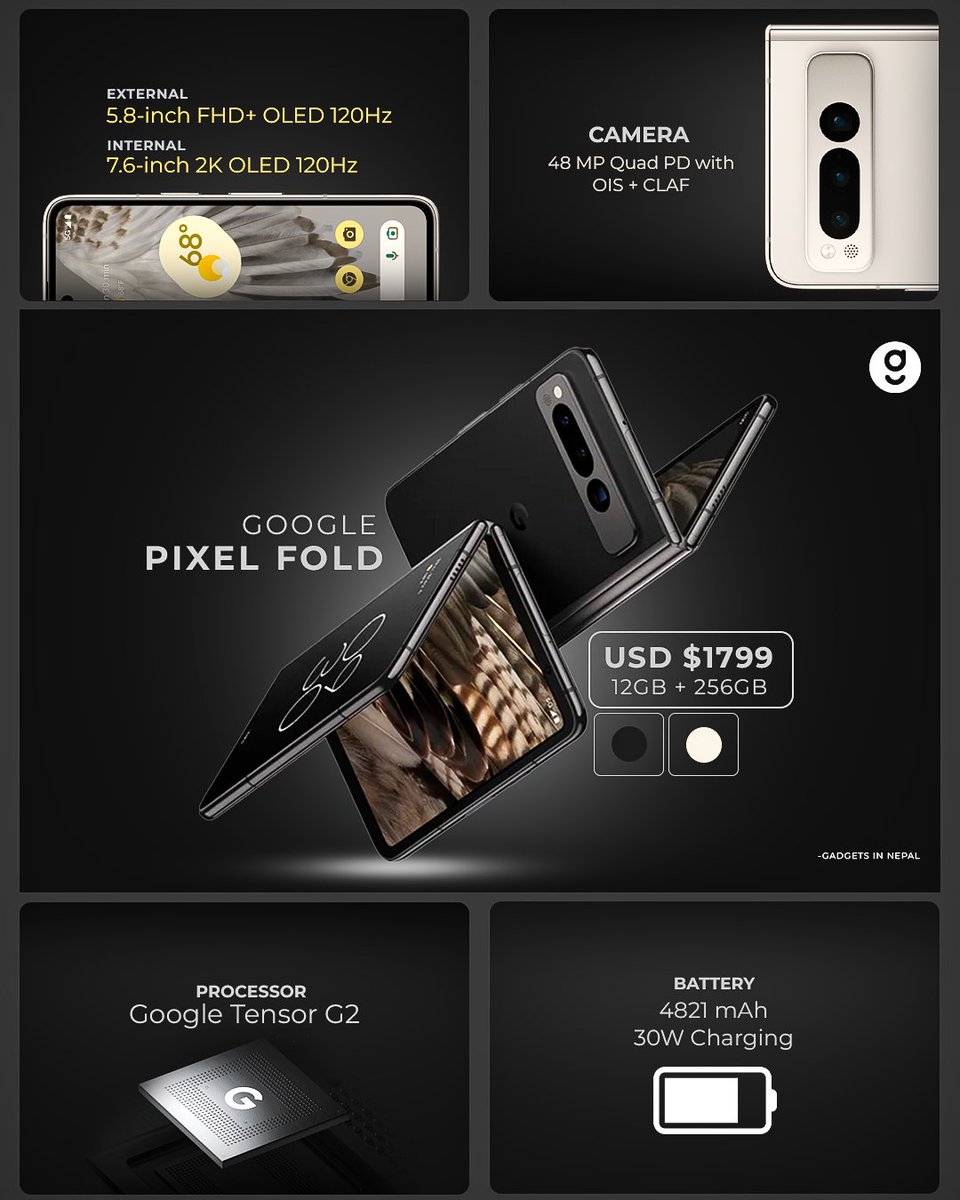 Gadgets In Nepal on Twitter: "Google launched its first foldable smartphone the Pixel Fold. 🔥🔥🔥 ...