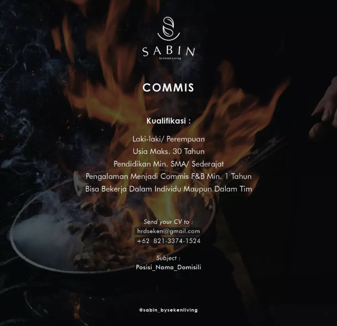 Tahun Ini Bisa Dapet Kerja, Yakin! on Twitter: "#LokerPam - SABIN by SekenLiving - Jogja"