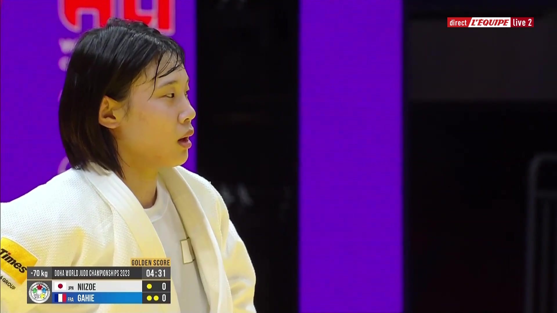 L'ÉQUIPE on Twitter: "Marie Eve Gahié s’incline en quart de finale contre la japonaise Saki ...