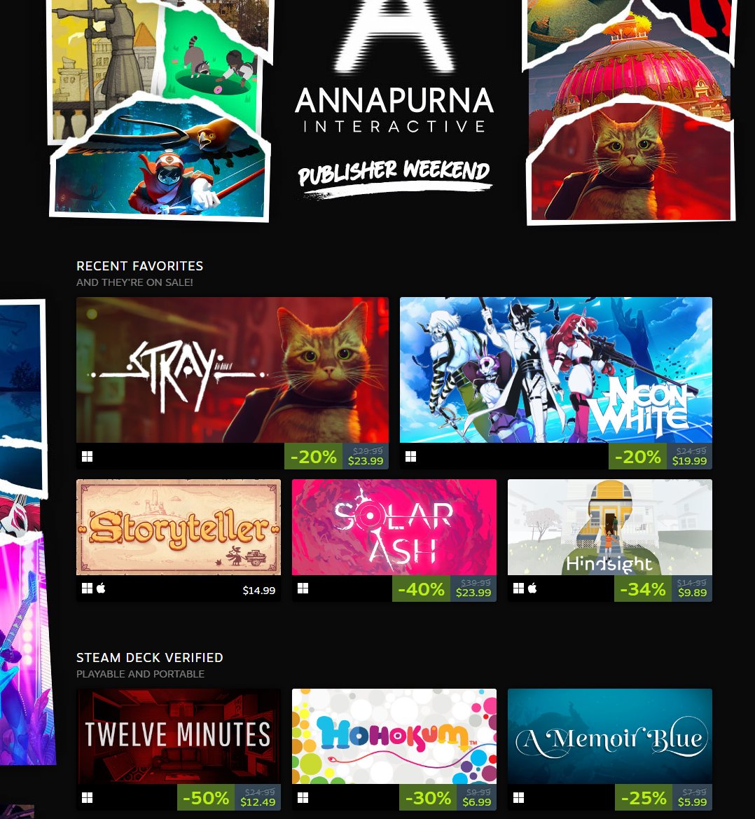 Wario64 on Twitter: "Annapurna Interactive sale on Steam https://bit.ly/42ugu7u"