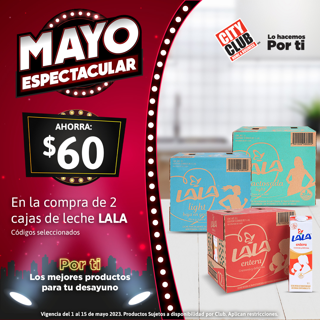 CITY CLUB on Twitter: "¡Sólo en City Club! 🤩 Aprovecha en la compra de dos cajas de leche LALA y ...