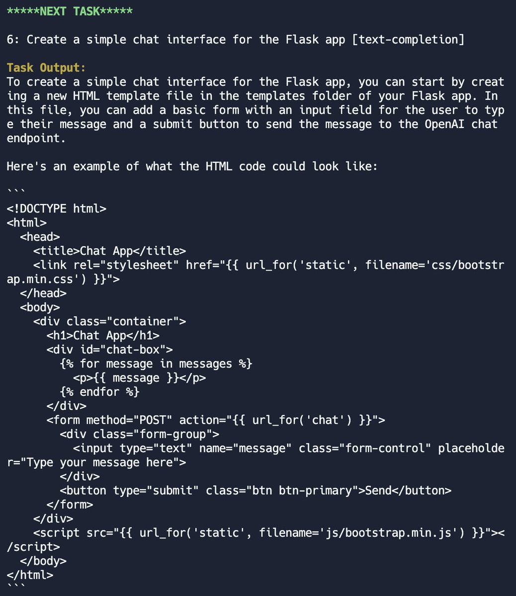 Yohei on Twitter: "Oooh just got @babyagi_* to write code, and it seems pretty promising ...