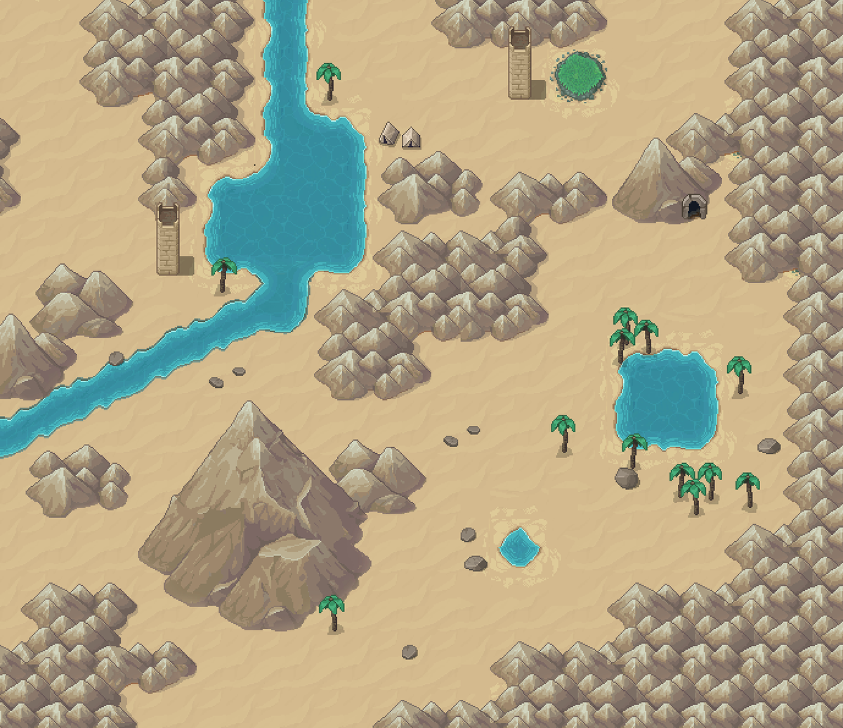 Winlu on Twitter: "Today I made some more desert tiles for the overworld/map tileset. I also ...