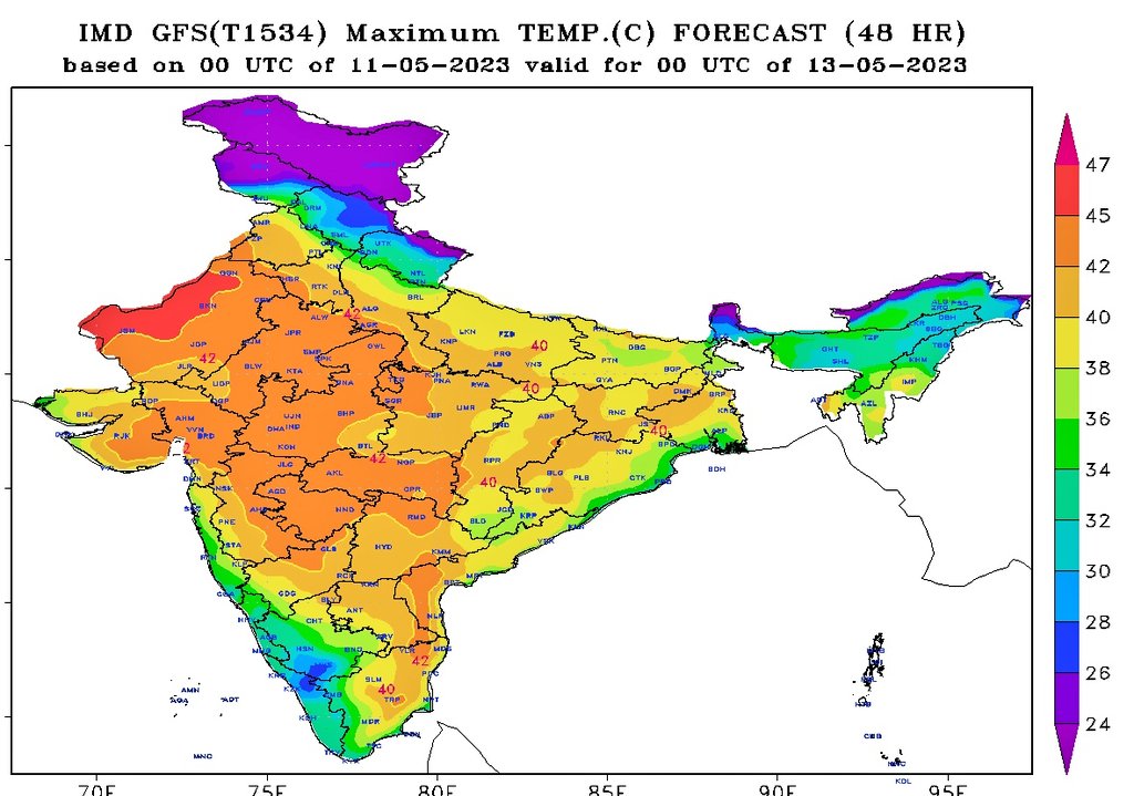 K S Hosalikar on Twitter: "#Tmax #forecast for 12 May 2023. Parts of madhya #Maharashtra, adj # ...