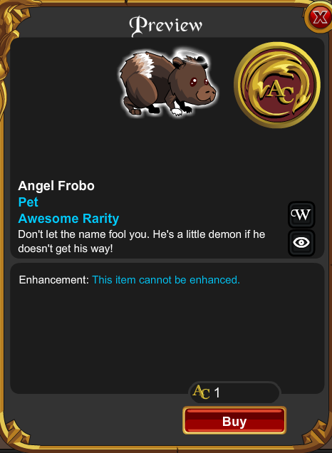 AQW News Source ⚔️ on Twitter: "You can get the (Awesome Rarity) AC-Tagged Angel Frobo Pet from ...
