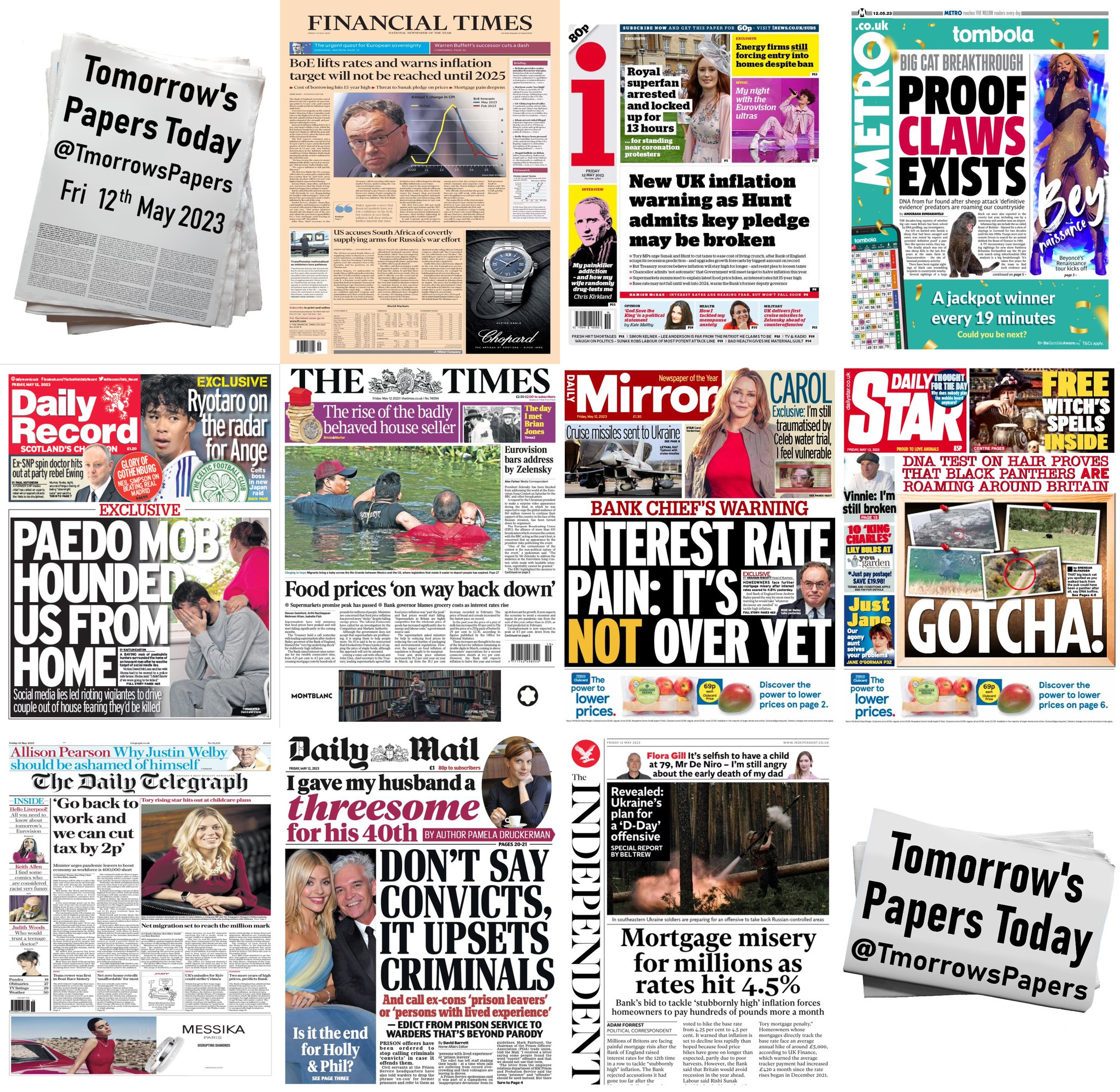 Tomorrows Papers Today On Twitter Summary Of Fridays Front Pages 12
