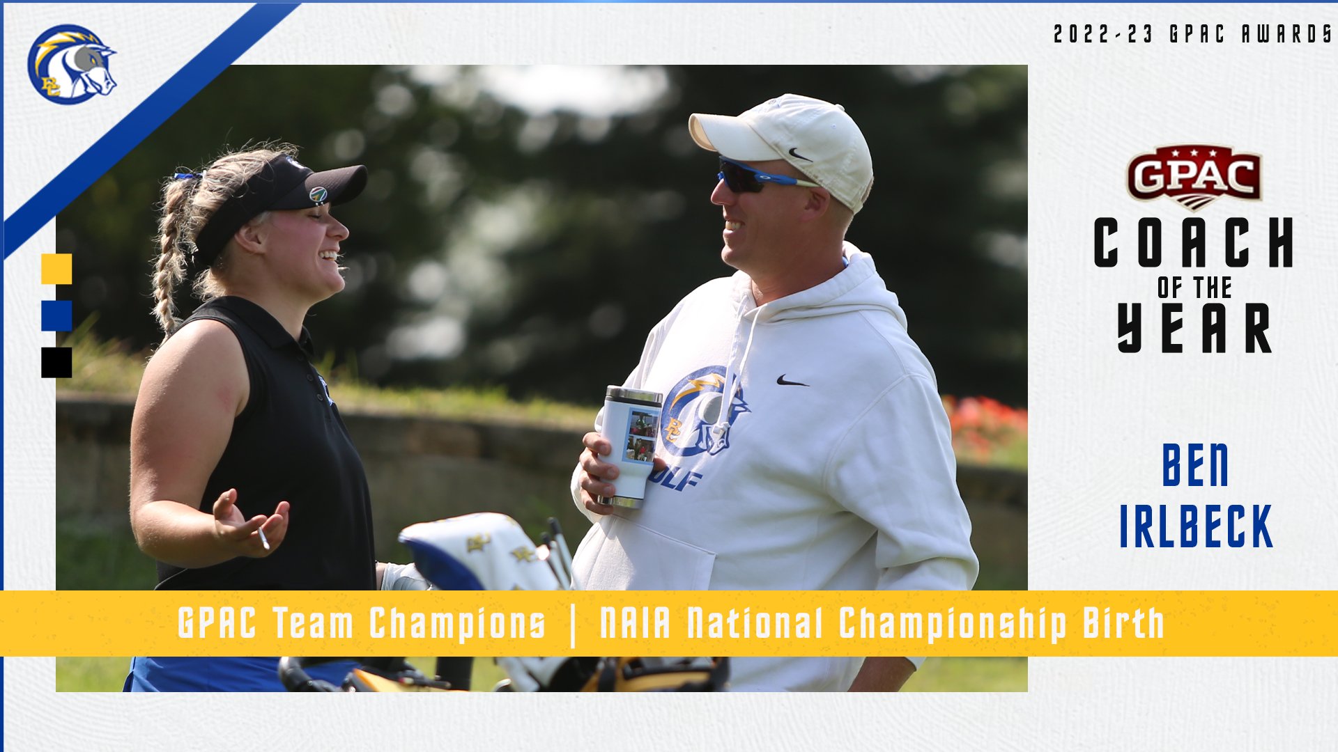 Briar Cliff Athletics on Twitter: "𝐆𝐏𝐀𝐂 𝐂𝐨𝐚𝐜𝐡 𝐨𝐟 𝐭𝐡𝐞 𝐘𝐞𝐚𝐫 @cliffgolf's 𝐵𝑒𝑛 𝐼𝑟𝑙𝑏𝑒𝑐𝑘 has been ...