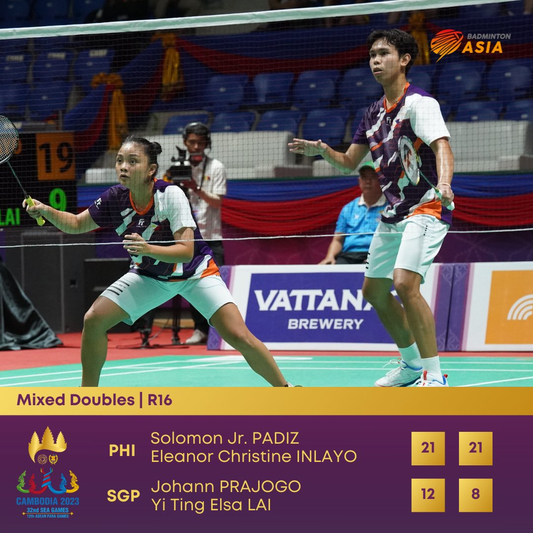 Badminton Asia on Twitter: "SEA Games 2023 Score Update R16: Mixed Doubles Solomon Jr. PADIZ ...