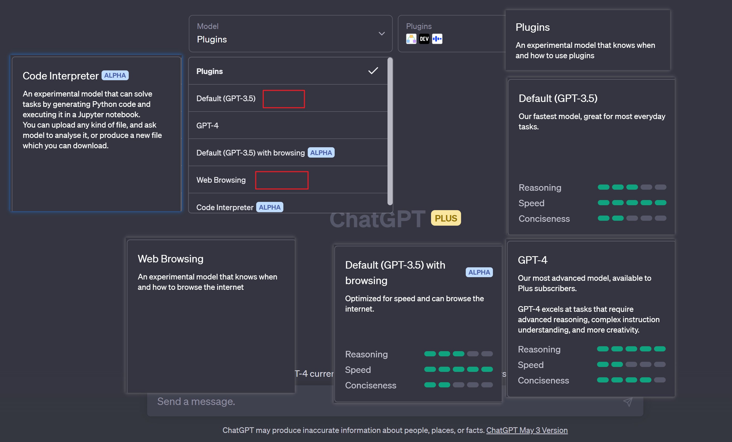 SamLin on Twitter: "ChatGPT有了一些新变化： 1、Plugins和Web Browsing选项后面的ALPHA标识消失 2、Plugins、Code ...