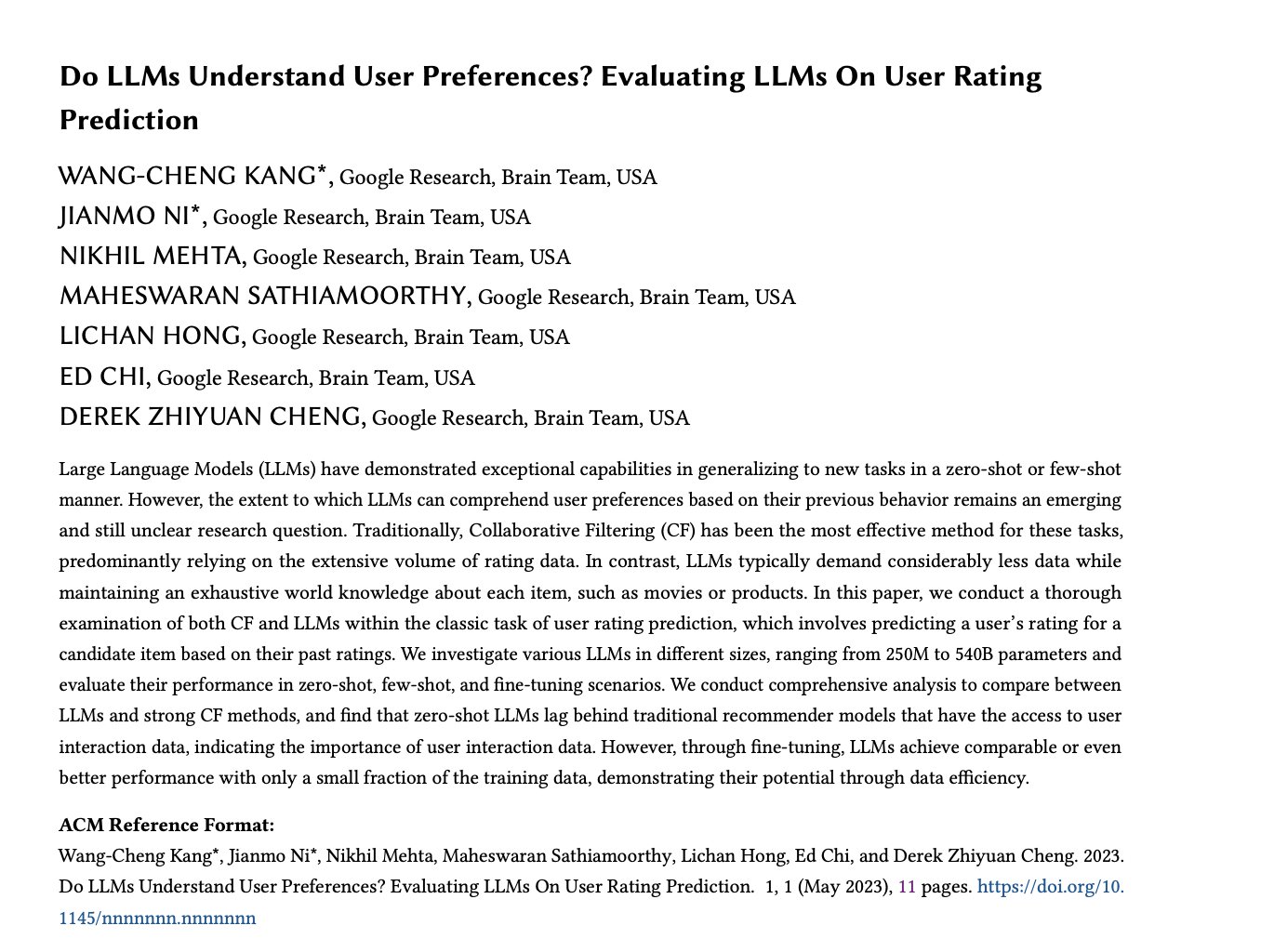AK on Twitter: "Do LLMs Understand User Preferences? Evaluating LLMs On User Rating Prediction ...