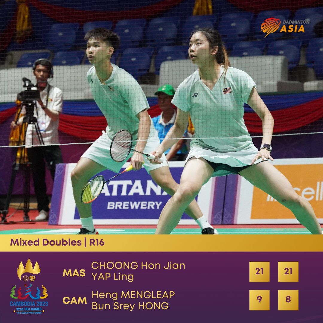 Badminton Asia on Twitter: "SEA Games 2023 Score Update R16: Mixed Doubles CHOONG Hon Jian/YAP ...