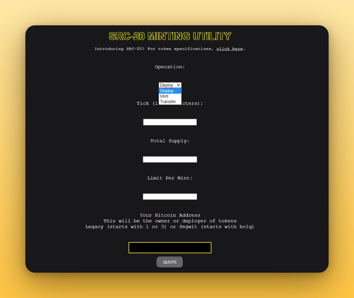 AlΞx Wacy 🌐 on Twitter: "• stampchain.(io)/src20 Tool for SRC-20 tokens: - Mint - Deploy ...