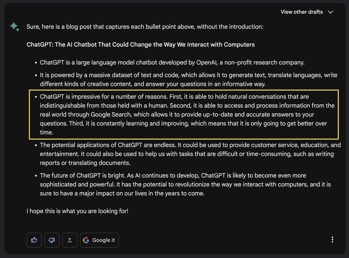Aadit Sheth | Mr. Prompts on Twitter: "Bard talking highly of ChatGPT (left). When ChatGPT is ...