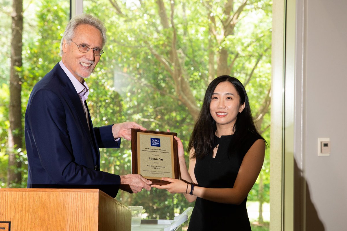 Sophie Yu on Twitter: "Received the Best Dissertation Award @DukeFuqua. My deepest gratitude to ...