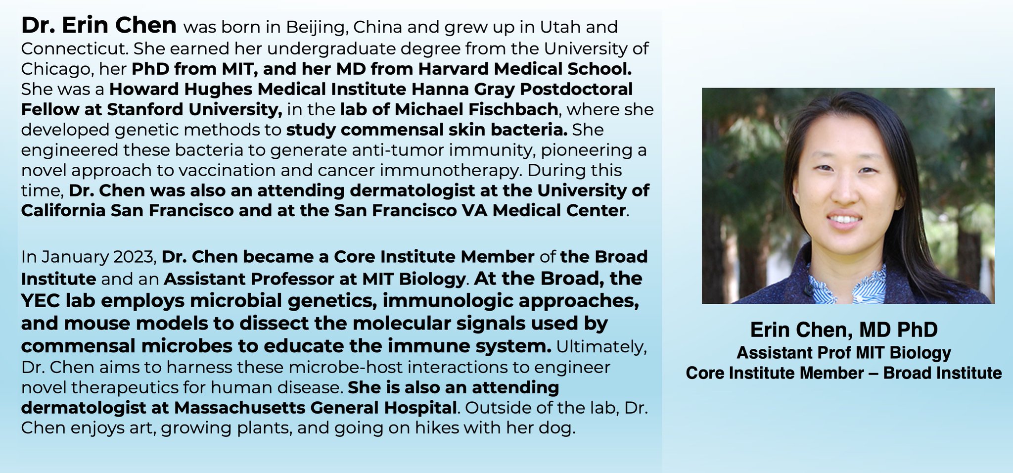 Boston Bacterial Meeting (BBM) on Twitter: "Today we celebrate Dr. Erin Chen, an MD PhD ...