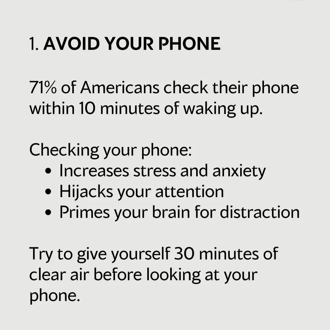 8 Morning habits that'll put you ahead of 98% of people: 1. Avoid your ...