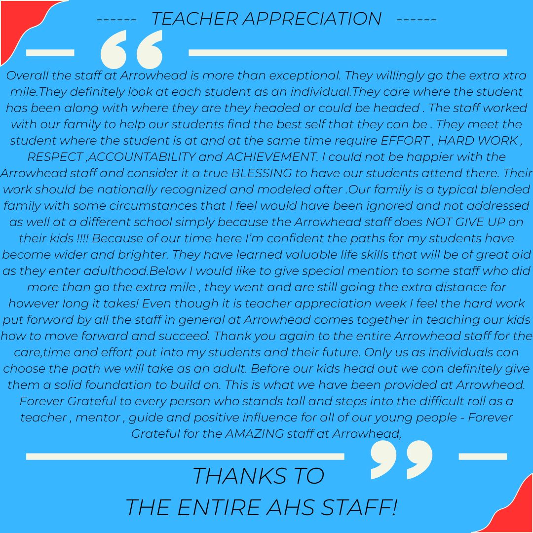 ArrowheadSchools on Twitter: "In honor of Teacher Appreciation Week, we ...