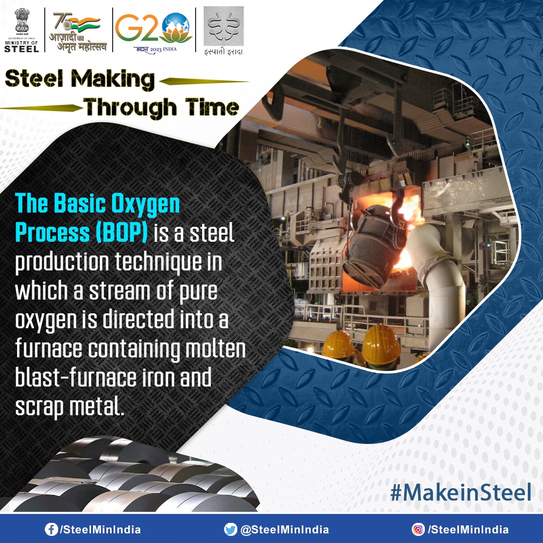 Ministry of Steel on Twitter: "From blast to brilliance, the Basic Oxygen Process (BOP) uses the ...