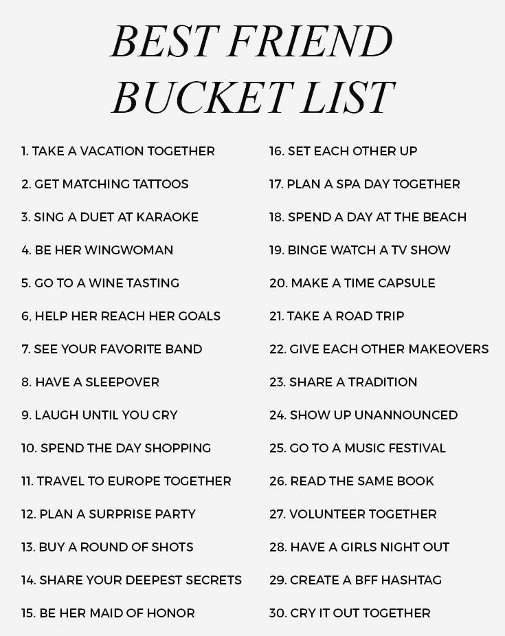 Bucket List Ideas For Best Friends
