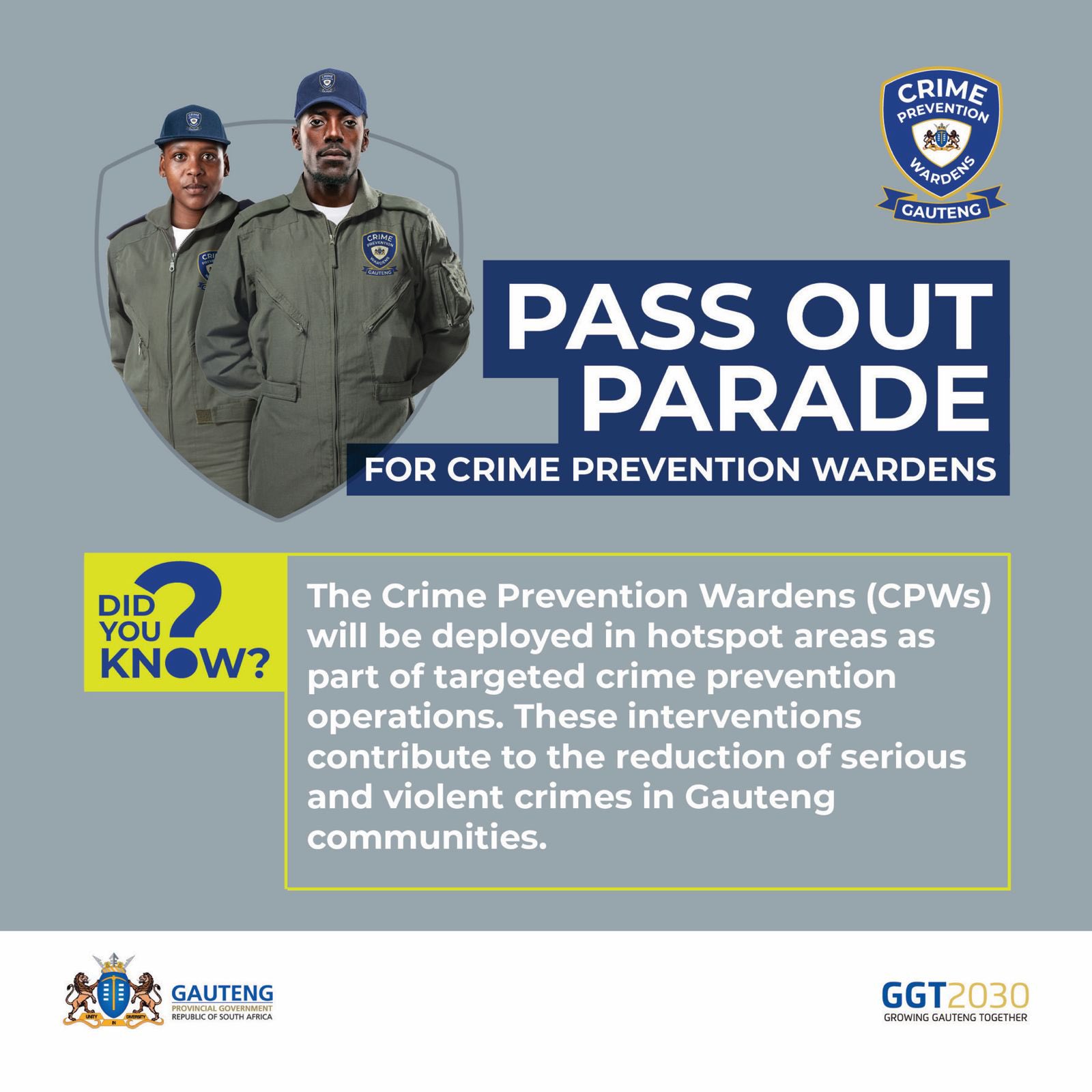 Gauteng Provincial Gov on Twitter: "6/ The Crime Prevention Wardens (CPWs) will be deployed in ...
