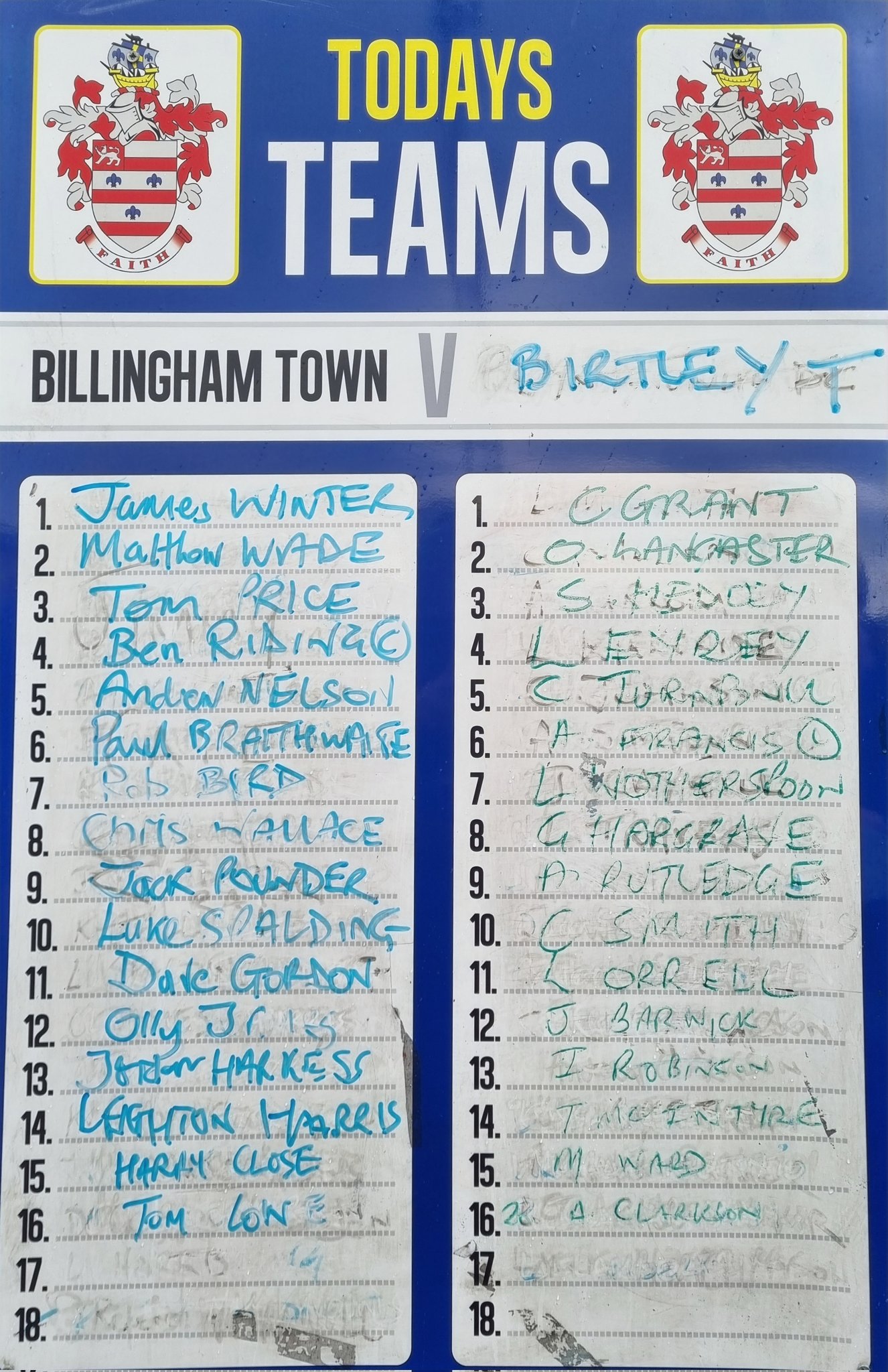 Ebac Northern Football League on Twitter: "Today’s Teams at Billingham Town v Birtley Town in ...
