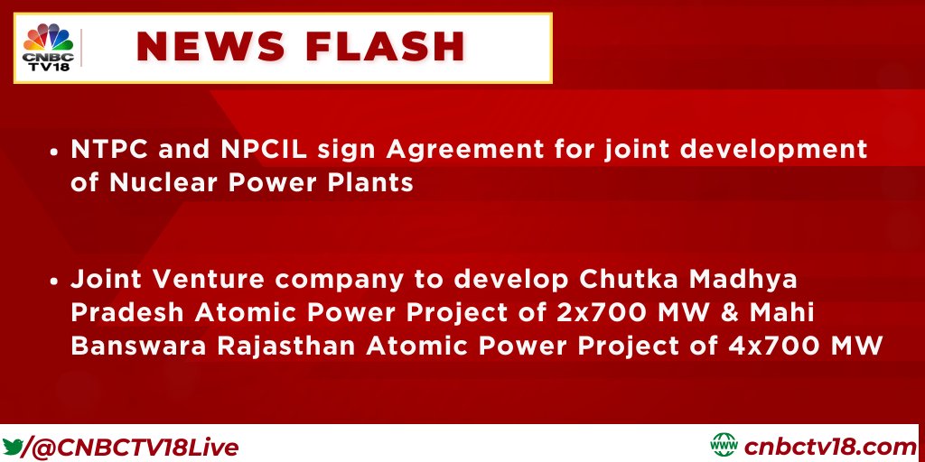 CNBC-TV18 on Twitter: "#NewsFlash | NTPC and NPCIL sign Agreement for joint development of ...